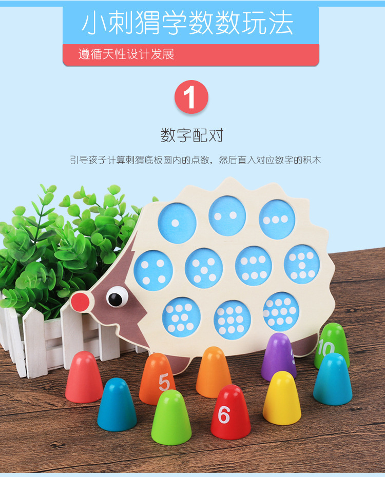 Wooden Hedgehog Shape Number and Color Matching Game - Baby Fish Online ...